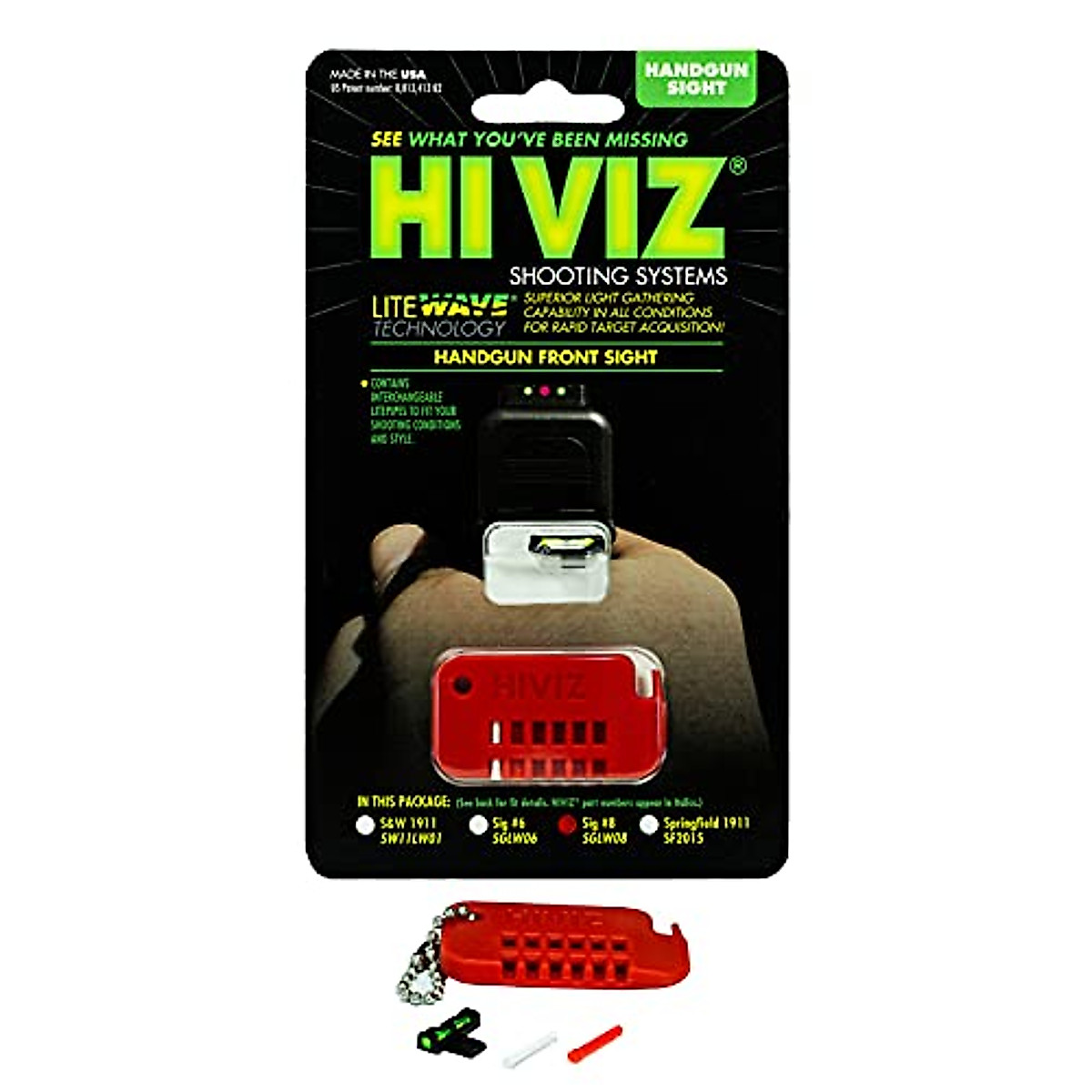 HiViz SGLW08 Interchangeable LITEWAVE Front Handgun Sight for Sig Sauer, 8