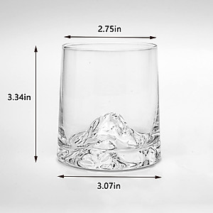 HCYCFY Old Fashioned Whiskey Glasses Set of 2 with Slate Coasters，8.5 oz Mountain Crystal Glass for Drinking Bourbon,Cognac， Scotch, Cocktails, Gift For Men, Dad, Husband, Boyfriend