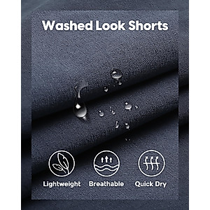 maamgic Men's 5 inch Inseam Shorts Pull-On Relaxed Fit Comfort Stretch Short Shorts with Pocket Washed Blue Large