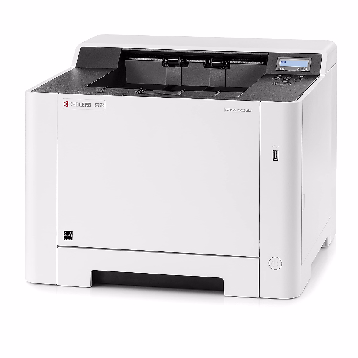Kyocera ECOSYS P5026cdw Color Network Laser Printer, 27 ppm, Standard 1200dpi, Standard Duplex, Gigabit Ethernet, USB, Wireless & Wi-Fi Direct, Mobile Print, 512 MB Memory, 2 Line LCD Screen
