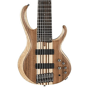 Ibanez BTB747 7 string Electric Bass Guitar with Mahogany-backed Ash Wings, Walnut Top2 Humbucking Pickups and 3-band Active EQ - Natural Flat Low Gloss
