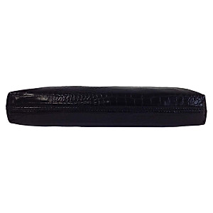 Crocodile Synthetic Leather Top Handle Clutch, BLACK Medium