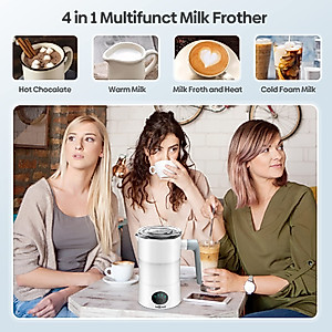 newoer Electric Milk Frother and Warmer,4 in 1 Automatic Milk Frothers 400W Automatic Milk Foam Maker with Hot & Cold Milk Functionality for Latte Coffee Hot Chocolates Cappuccino