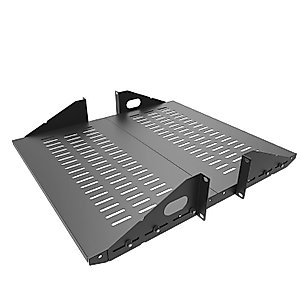 Jingchengmei 2U Cantilever Server Shelf Rack Mount-19 Inch 2 Piece Set Center Weighted for AV/Data Equipment Enclosure (2U2PC10V, black)