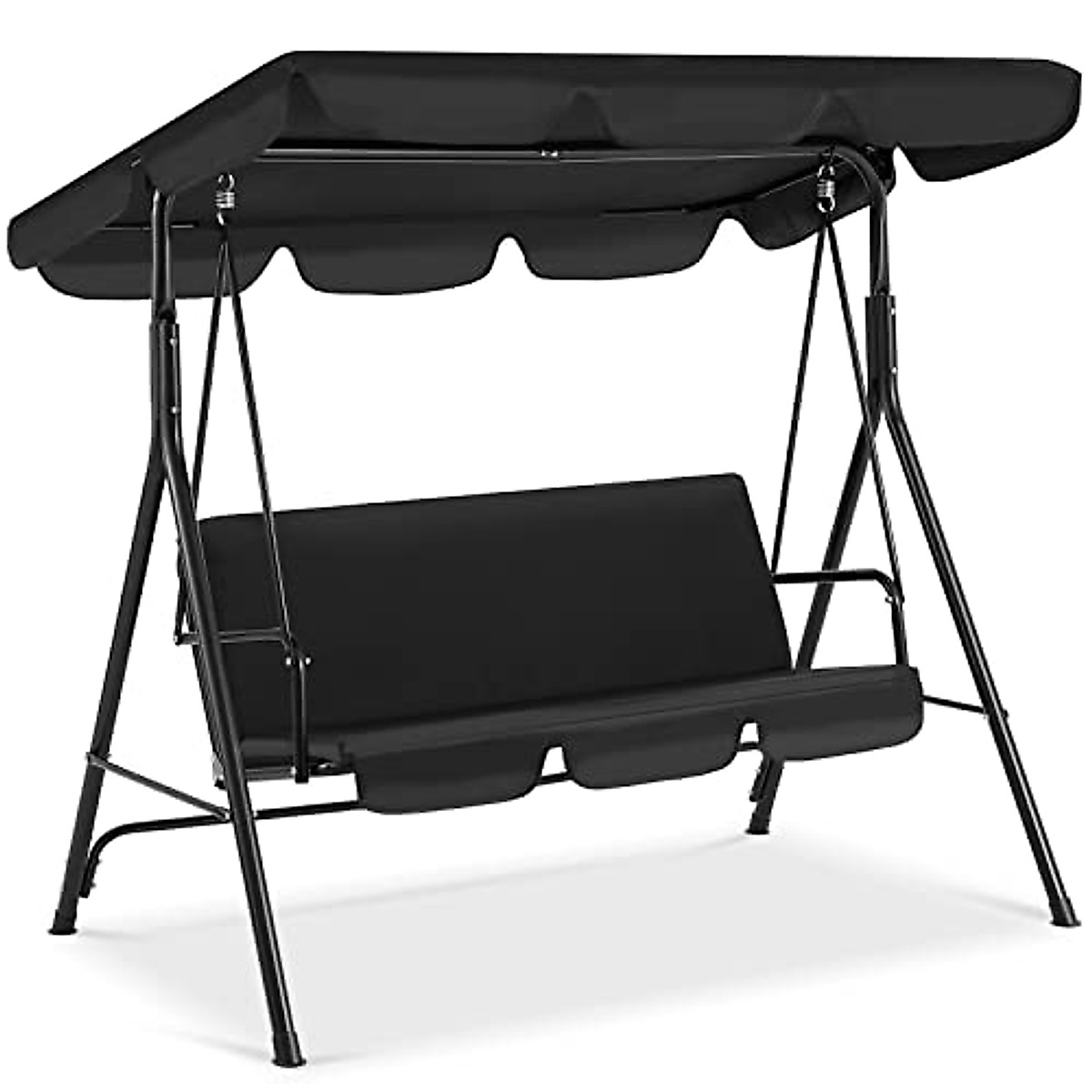 YODOLLA Porch Patio Swing,Outdoor Patio Swing with Canopy,3 Person Garden Canopy Swing with Powder-Coated Steel,Heay-Duty Free Standing Swing Chair