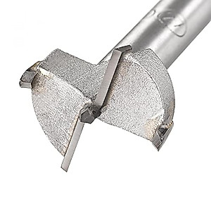 uxcell Forstner Wood Boring Drill Bit 27mm Dia. Hole Saw Carbide Alloy Steel Tip Round Shank Cutting for Hinge Plywood Wood Tool