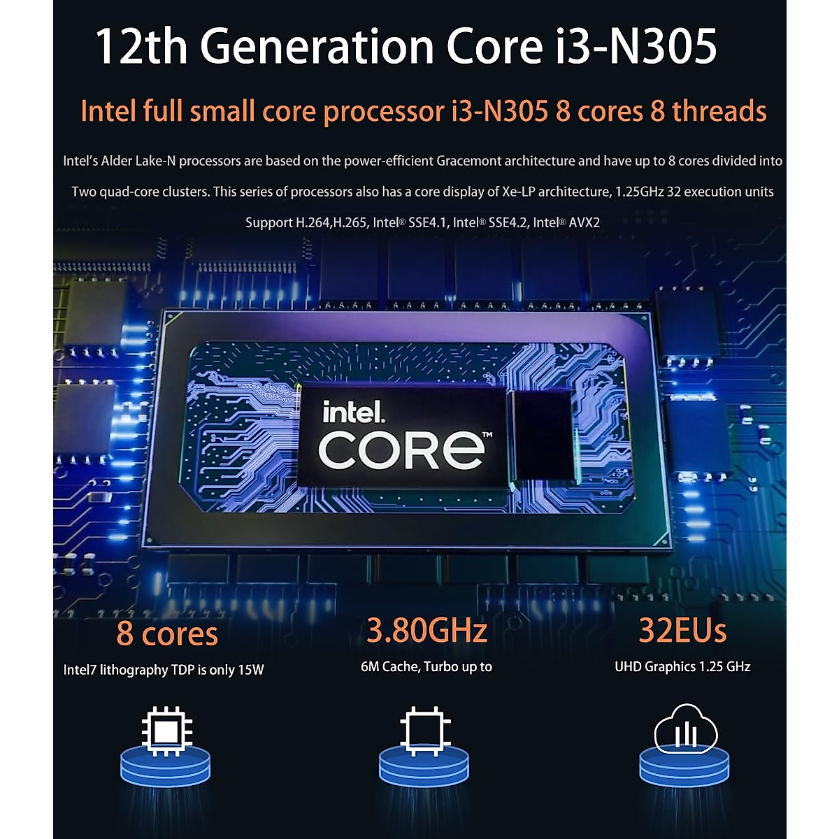 CWWK Fanless Mini PC Intel N Series-N305(8C/8T up to 3.8GHz) Low Power Processor, DDR5, 6x2.5GbE Intel I226V, 4K Display Outputs,M.2 NVMe, SATA3.0, 5 USB Ports, Firewall Router (N305-6L Barebone)