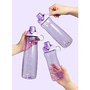 Pogo 32oz Plastic Water Bottle with Chug Lid and Carry Handle, Reusable, BPA Free, Dishwasher Safe, Perfect for Travel, School, Outdoors, and Gym, Lilac