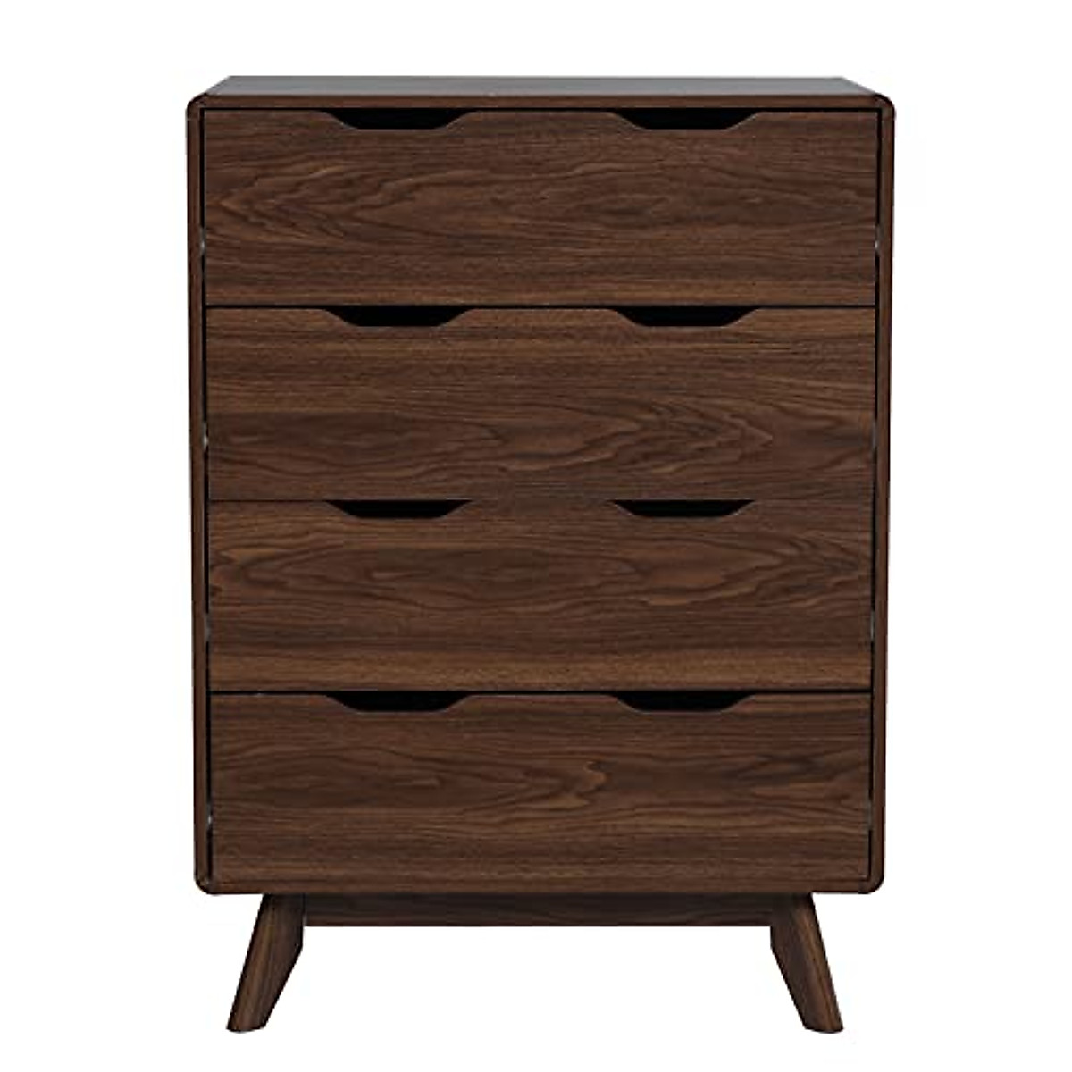 UEV Mid-Century Modern Dresser,4 Drawer Dresser Large Drawers,Chest of Drawers Storage Cabinet,Bedroom Storage Drawer Organizer for Closet, Living Room, Laundry Room(Walnut)