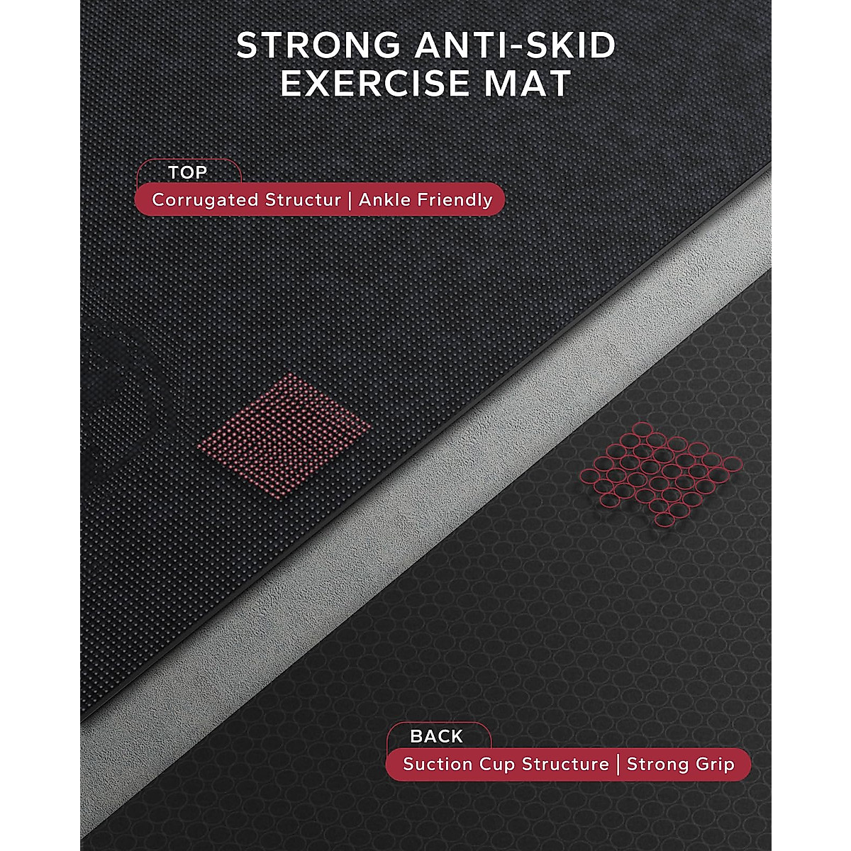 HAPBEAR Extra Large Exercise Mat-9'x6'x8mm(1/3 inch), Non-Slip, Ultra Durable, Thick Workout Mats for Home Gym Flooring Cardio, Yoga Mats for Fitness, High-Density Exercise Mat, Shoes-Friendly