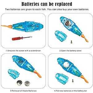 LAVIZO Interactive Robot Fish Toys for Cat/Dog(6 Pcs), Activated Swimming in Water with LED Light, Swimming Bath Plastic Fish Toy Gift to Stimulate Your Pet's Hunter Instincts