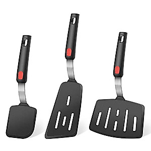 Hotec Flexible Silicone Spatula, Turner, 600F Heat Resistant, Ideal for Flipping Eggs, Burgers, Pancakes, Crepes and More (3 Pack)