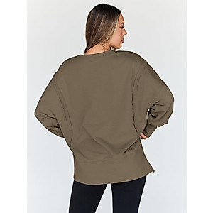 Trendy Queen Womens Oversized Sweatshirts Hoodies Crewneck Shirts Fall Outfits Teen Girls Y2k Winter Clothes Light Coffee L