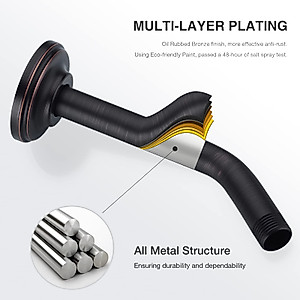 Angled Shower Arm with Flange,Wall-Mounted 9 Inch Heavy Duty Stainless Steel, Shower Head Extension Extender Pipe Arm, For Fixed Bathroom Shower Head,Oil Rubbed Bronze