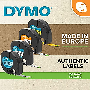 DYMO - DYM16952 Authentic LetraTag Labeling Tape for LetraTag Label Makers, Black Print on Clear pastic Tape, 1/2'' W x 13' L, 1 roll (16952)