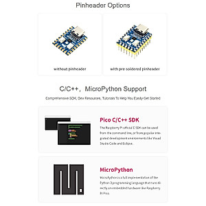 Waveshare RP2040-Zero High-Performance Pico-Like MCU Board Based On Raspberry Pi Microcontroller RP2040 Castellated Module Allows Soldering Direct to Carrier Boards-3pcs