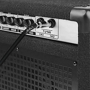 Guitar Instrument Cable 1/4 inch Color Tweed Jacket Instrument Cable 10 ft for Electric Guitar, Bass Guitar, Electric Mandolin- Single (Black+Straight)