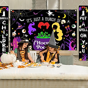 Avezano Hocus Pocus Halloween Decorations 3Pcs Halloween Witches Banner Hocus Pocus Halloween Door Decorations Indoor Outdoor