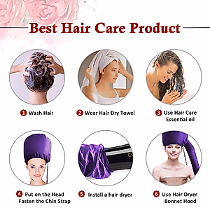 Frclona Hair Dryer Bonnet - Upgraded Bonnet Hair Dryer with Longer Extended Hose for Easy Styling, Curling and Deep Conditioning, Purple, One Size Fits All