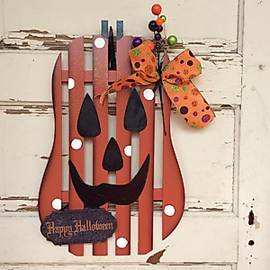 AGD Halloween Decor - Slat Wood Pumpkin and Ghost Double Door Wreaths