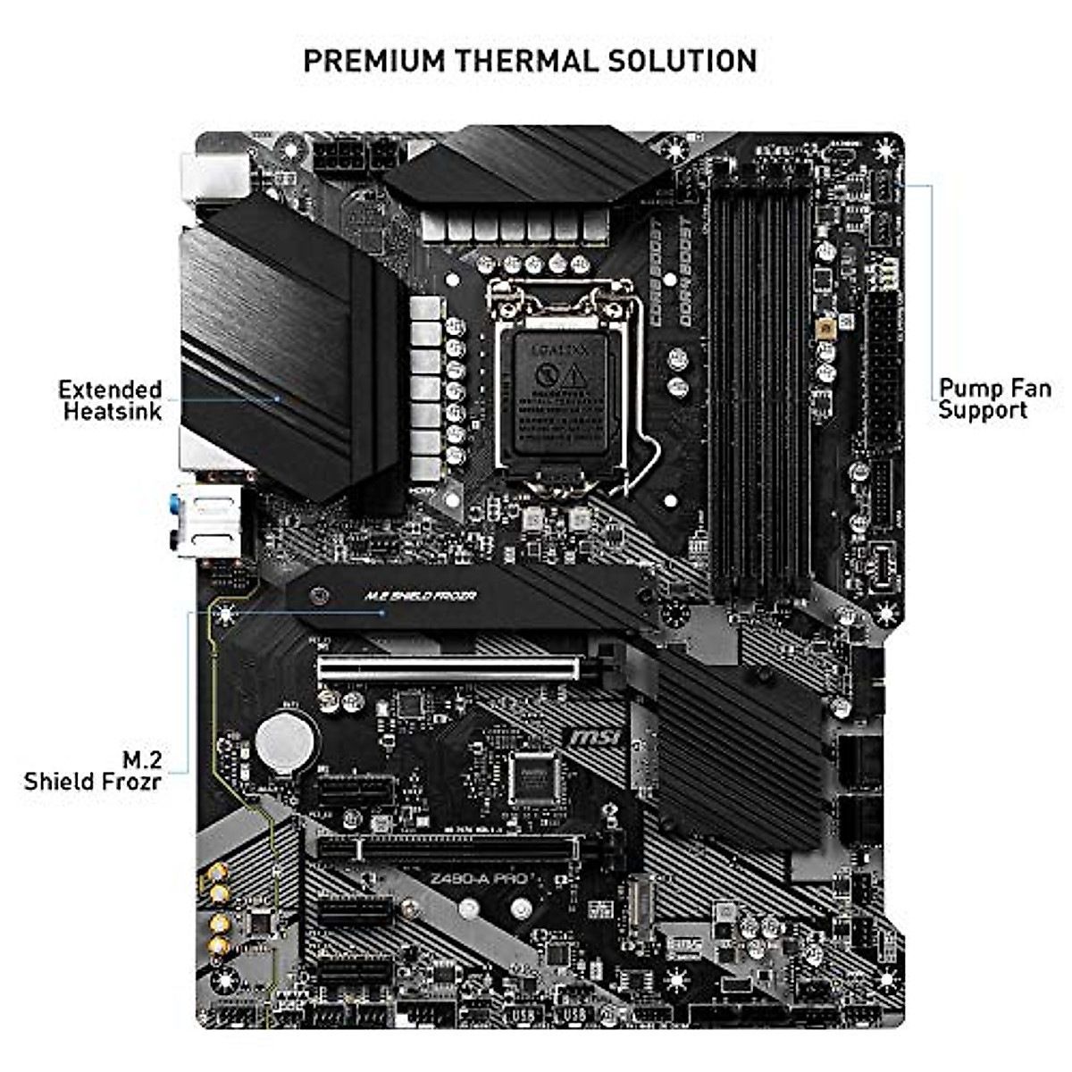 MSI Z490-A PRO ProSeries ATX Motherboard (10th Gen Intel Core, LGA 1200 Socket, DDR4, Dual M.2 Slots, USB 3.2 Gen 2, 2.5G LAN, DP/HDMI) (Renewed)