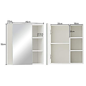 OFCASA 1 Door Bathroom Mirror Cabinet Wall Mounted Bathroom Cabinet with Adjustable Storage Shelf Medicine Cabinet for Bathroom Shower Room(White)