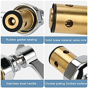 DYVIAHOME Brass Spindle Assembly for Commercial Faucet Valve Spool Replacement Hot Cold Side Handle Stem Assembly Cartridge Fit Kitchen Restaurant (1 Pair)