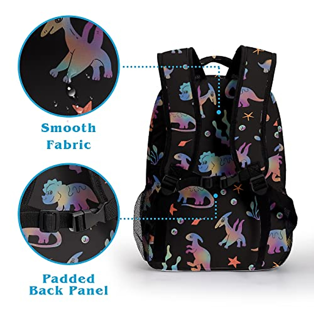 Dacawin Colorful Dinosaurs Backpack for Boys Girls Ocean Animals Kids Bookbag Underwater Letter Coral Starfish Toddler Back Pack for Kindergarten Preschool Elementary