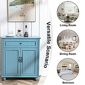 Scurrty 32'' Buffet Cabinet Bar Cabinet with Storage, Coffee Bar Cabinet Kitchen Buffet Storage Cabinet with 4 Drawers, Sideboard Buffet Cabinet for Kitchen, Dinning Room and Living Room, Blue