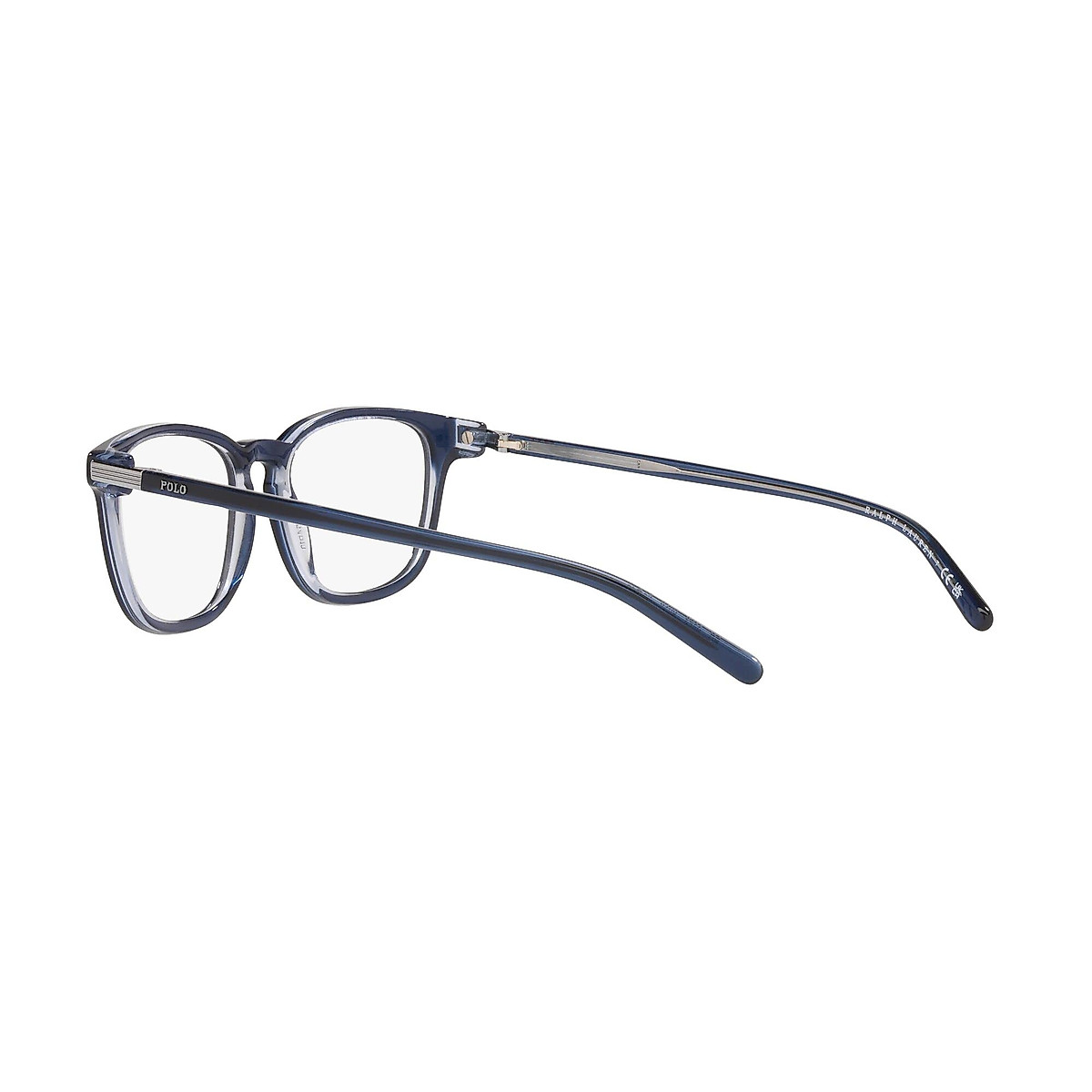 Polo Ralph Lauren Men's PH2117 Rectangular Prescription Eyewear Frames, Shiny Transparent Blue/Demo Lens, 54 mm