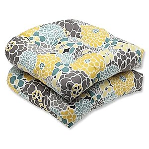 Pillow Perfect Outdoor/Indoor Lois Vapor Tufted Seat Cushions (Round Back), 2 Count (Pack of 1), Blue