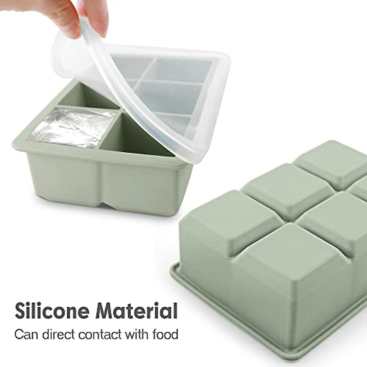 Excnorm Ice Cube Trays 3 Pack - Large Size Silicone Ice Cube Molds with Removable Lids Reusable and BPA Free for Whiskey, Cocktail, Stackable Flexible Safe Ice
