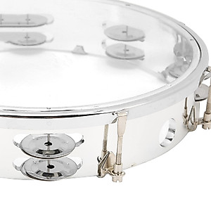 Tambourine for Adults 10 inch Double Row Metal Jingles Hand Held Musical Educational Drum Instrument for Party Games(Transparent color)