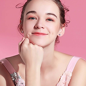 Jstyle 6 Pairs Hypoallergenic Screw Back Earrings for Women 316L Stainless Steel Stud Screwback Earrings Cute Tiny Pearl Heart Flower CZ Stud Earrings Set Multicolored Tone