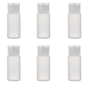 ALINK Travel Size Plastic Empty Toiletry Bottles, 30ml (1 oz) Pack of 6 Liquid Containers with Labels