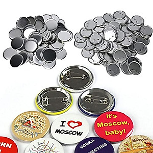 Blank Button Badge Parts Set, 100 Sets Round Button Maker Supplies for Button Making Machine, Buttons Components with Badge Cover, Badge Holder and Clear Film(58mm)