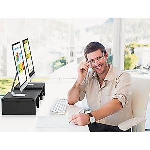 Zimilar Dual Monitor Stand Riser, Monitor Stand with Adjustable Length and Angle Monitor Stand Riser, 2 Tiers Laptop Computer Monitor Riser for PC Screen