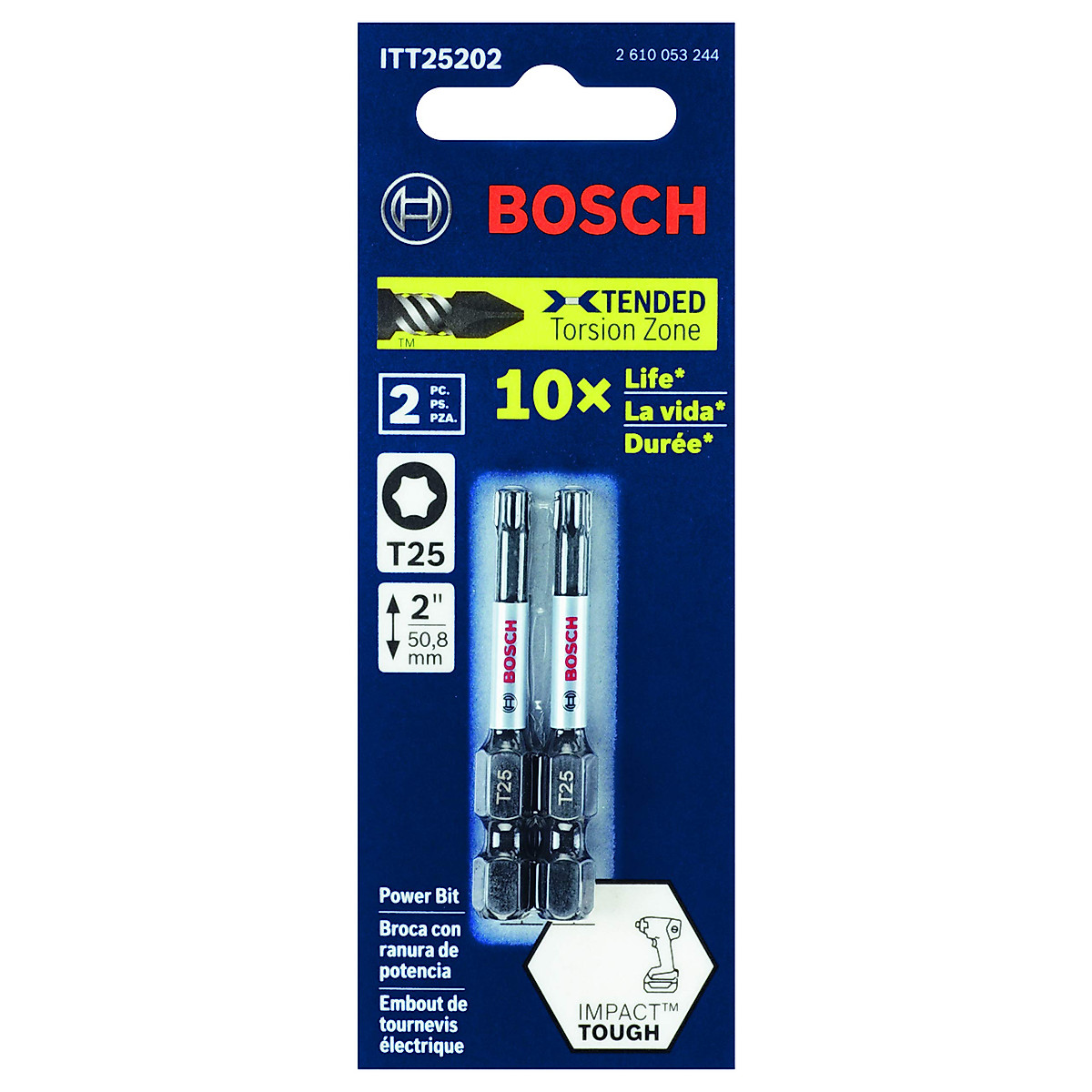 BOSCH ITT25202 2-Pack 2 In. Torx #25 Impact Tough Screwdriving Power Bits
