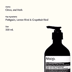Aesop Citrus Melange Body Cleanser - Gentle Low-Foaming Gel Cleanser For Skin - Citrus Aroma with Botanical Extracts - 16.9 oz