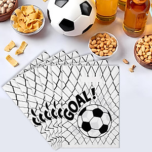 PEUTIER 50pcs Soccer Gift Bags, Plastic Soccer Goodie Goody Treat Snack Candy Bags Soccer Present Party Favor Bags Soccer Party Bags for Team Kids Teens Games Sports Events Supplies (White)