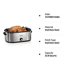 Hamilton Beach 28 lb 22-Quart Roaster Oven with Self-Basting Lid (Stainless Steel)