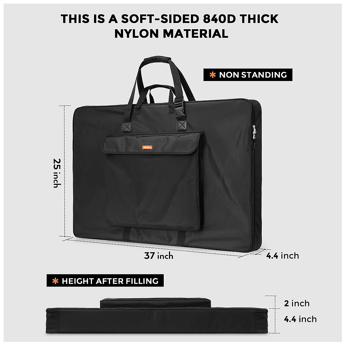 Nicpro Art Portfolio Bag 24 x 36 Inches Waterproof Nylon Artist Carrying Bag Soft Sided with Shoulder Strap, Storage Case for Artwork Sketch Drawing Canvas Photography Poster Solar Panel