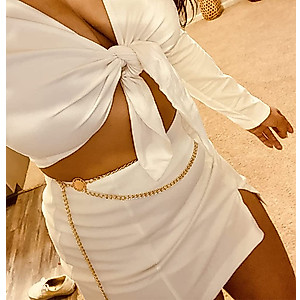 MODRSA Chain Belt Chain Gold Chain Belt for Women Plus Size Gold Waist Chain Belt Layered Womens Belts for Dress Gasparilla 0utfit Women Pirate Accessories 50" 130cm Long