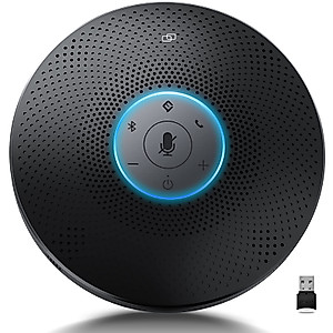 Bluetooth Speakerphone - EMEET M2 Max 48kHz Professional 4 HD Mics Conference Speaker up to 15 People, VOICEIA Noise Reduction & Enhanced 360° Voice Pickup, USB Dongle Daisy Chain For Home Office Gray