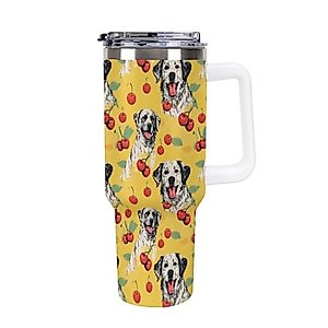 Labrador Retriever Dog Cherries 40 Oz Stainless Steel Cup Travel Tumbler with Handle and Straw Lightweight Coffee Mug for Home Office