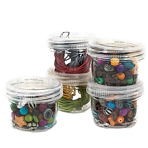 Paylak Storage Containers Stackable Interlocking Detachable 5 For Beads Crafts Medicine Small Items 2" Round