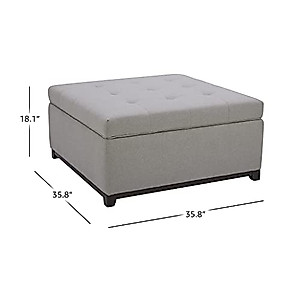 Amazon Brand – Stone & Beam Tufted Square Lift-Top Storage Ottoman, 35.8''W, Light Grey