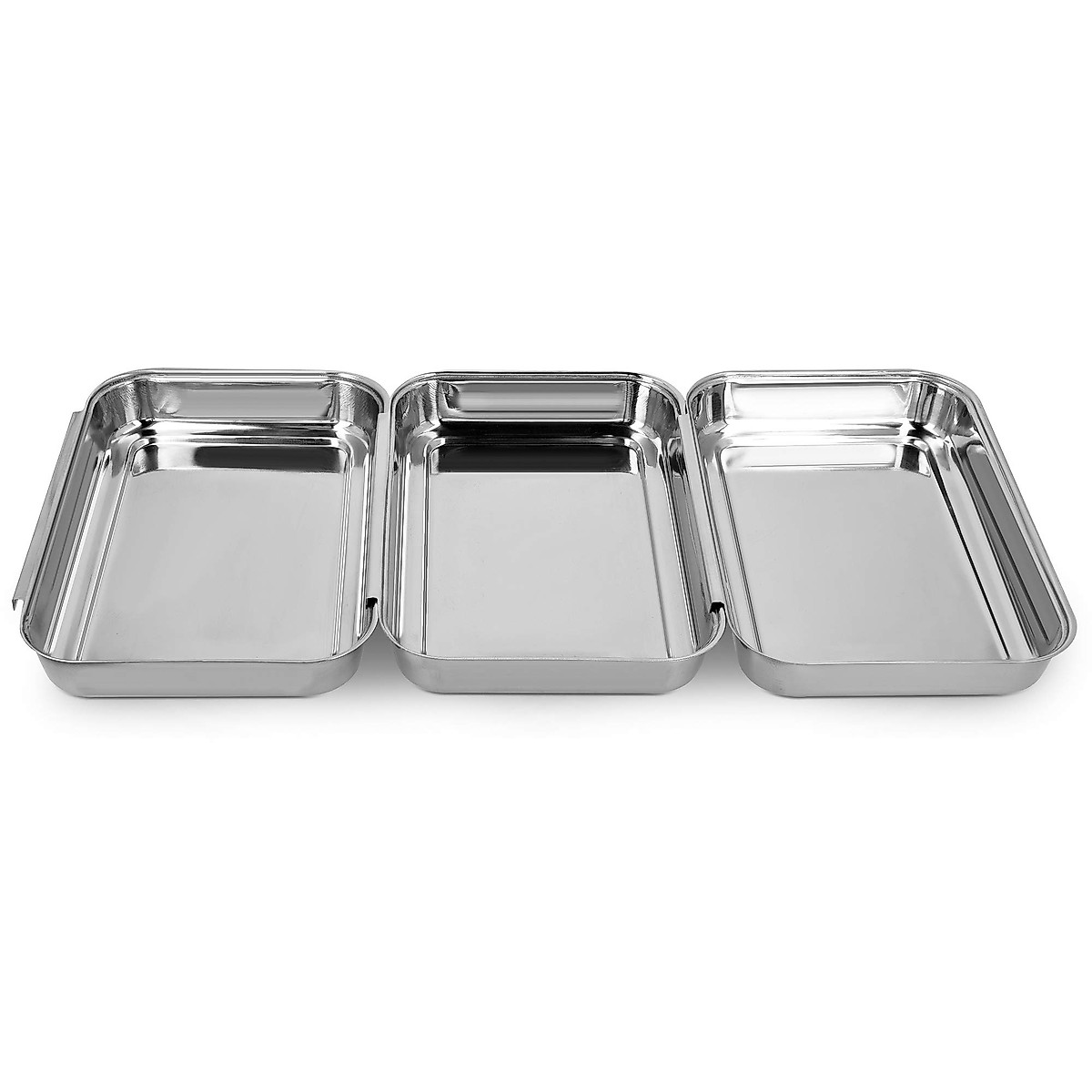 Navaris Breading Trays Set - 3 Stainless Steel Pans for Preparing Bread Crumb Dishes, Panko, Schnitzel, Breadcrumb Coating Fish and Marinating Meat