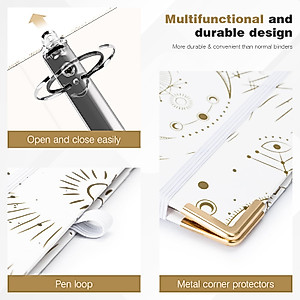 Ospelelf 3 Ring Binder 2 Inch, Cute Binder for Letter Size (11" x 8.5") with 5 Tab Dividers, File Folder Labels and Low Profile Clipboards, Tarot Cards Binder for School Supplies and Office Supplies