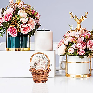 DOITOOL Rattan Mini Baskets with Handles, 30PCS Round Coffee Baskets for Party Favors Crafts Decor, 6 x 4 x 3cm